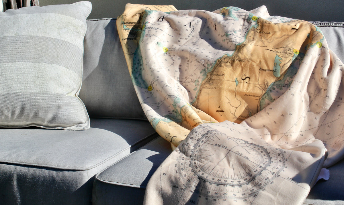 Door County Nautical Chart Sherpa Fleece Blanket – HullSpeed Designs