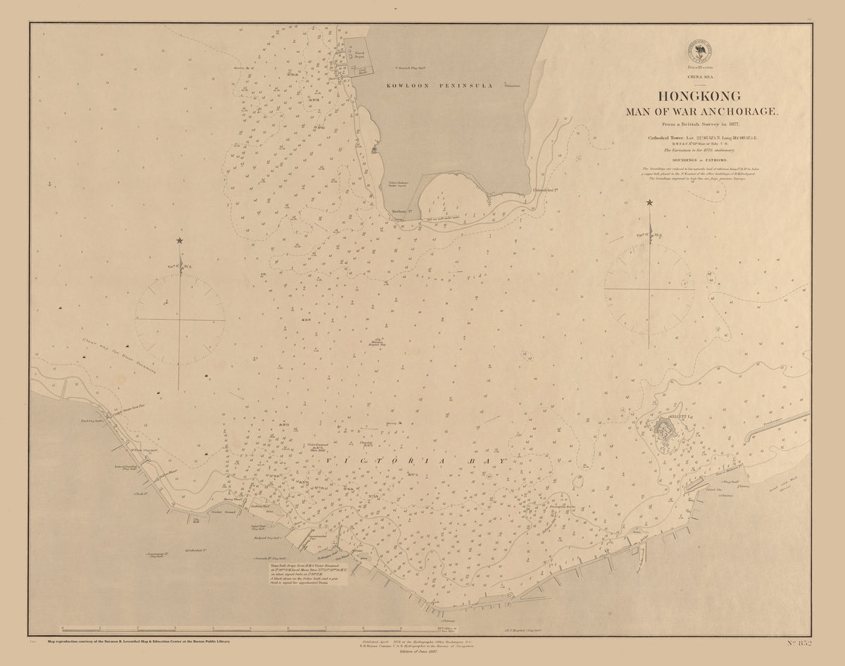 Hong Kong Man of War Anchorage - China Sea Map - 1877 – HullSpeed Designs