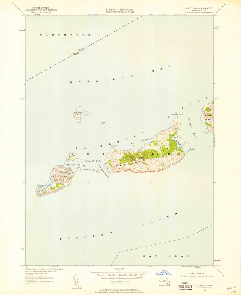 Cuttyhunk Island Map - 1951 – HullSpeed Designs