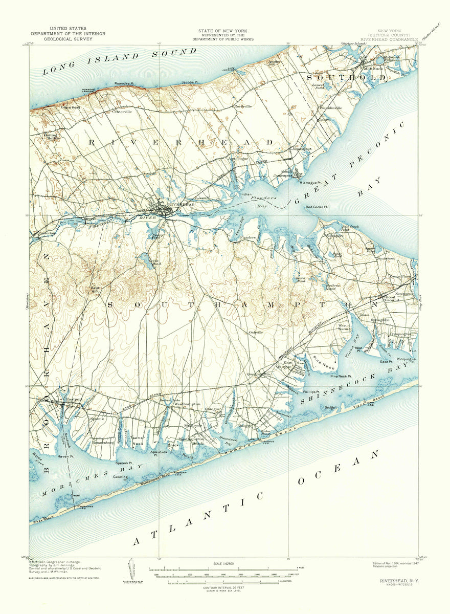 Riverhead - Long Island Map - 1904 – HullSpeed Designs