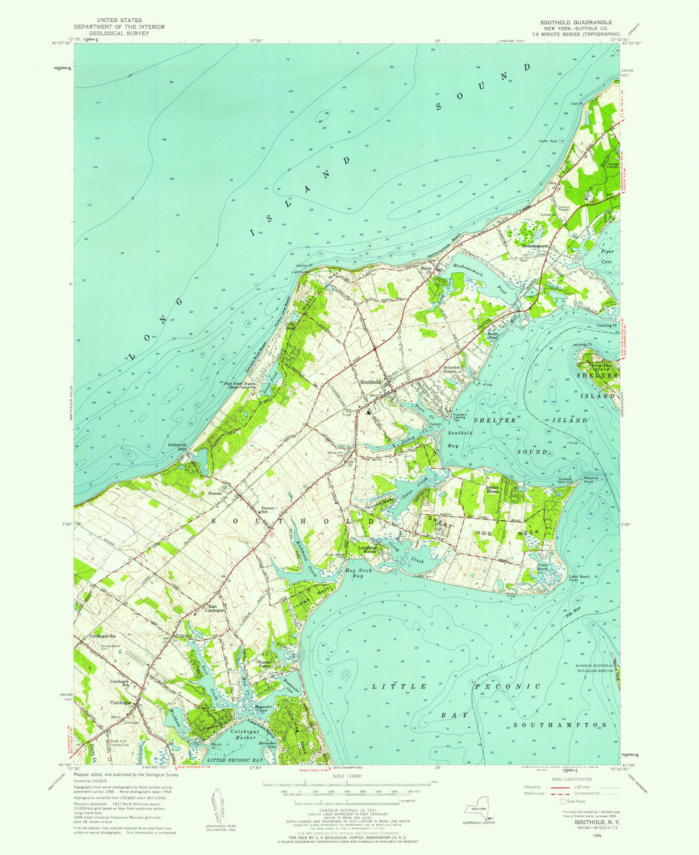 Southold - Long Island Map - 1956 – HullSpeed Designs