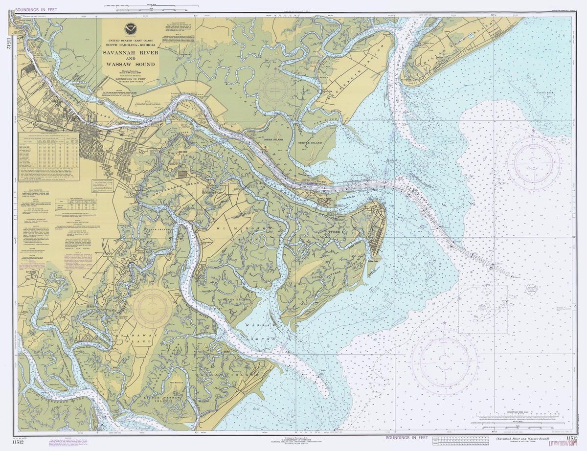 Savannah River & Wassaw Sound Map 1979 - Nautical Chart Print - Paper ...