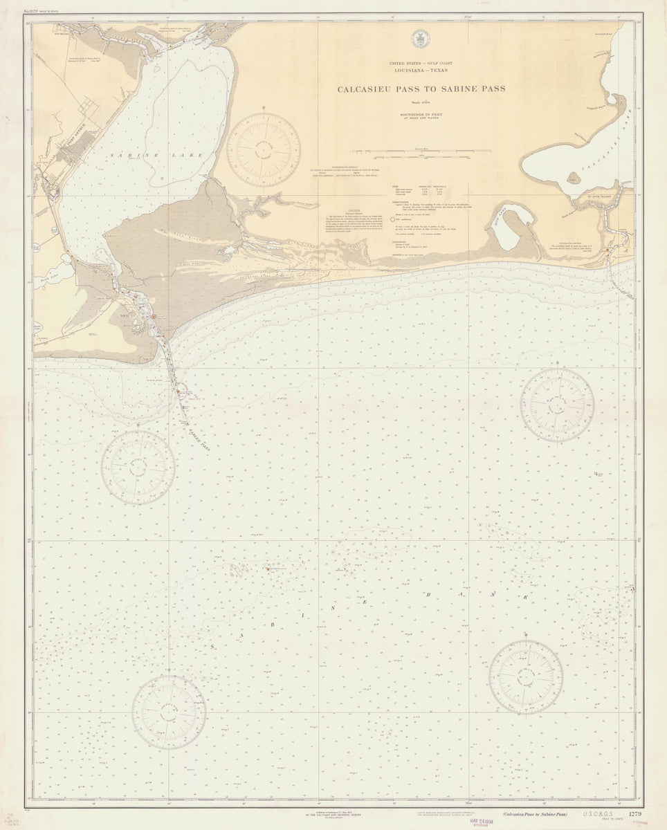 Calcasieu Pass to Sabine Pass Louisiana Map - 1934 – HullSpeed Designs
