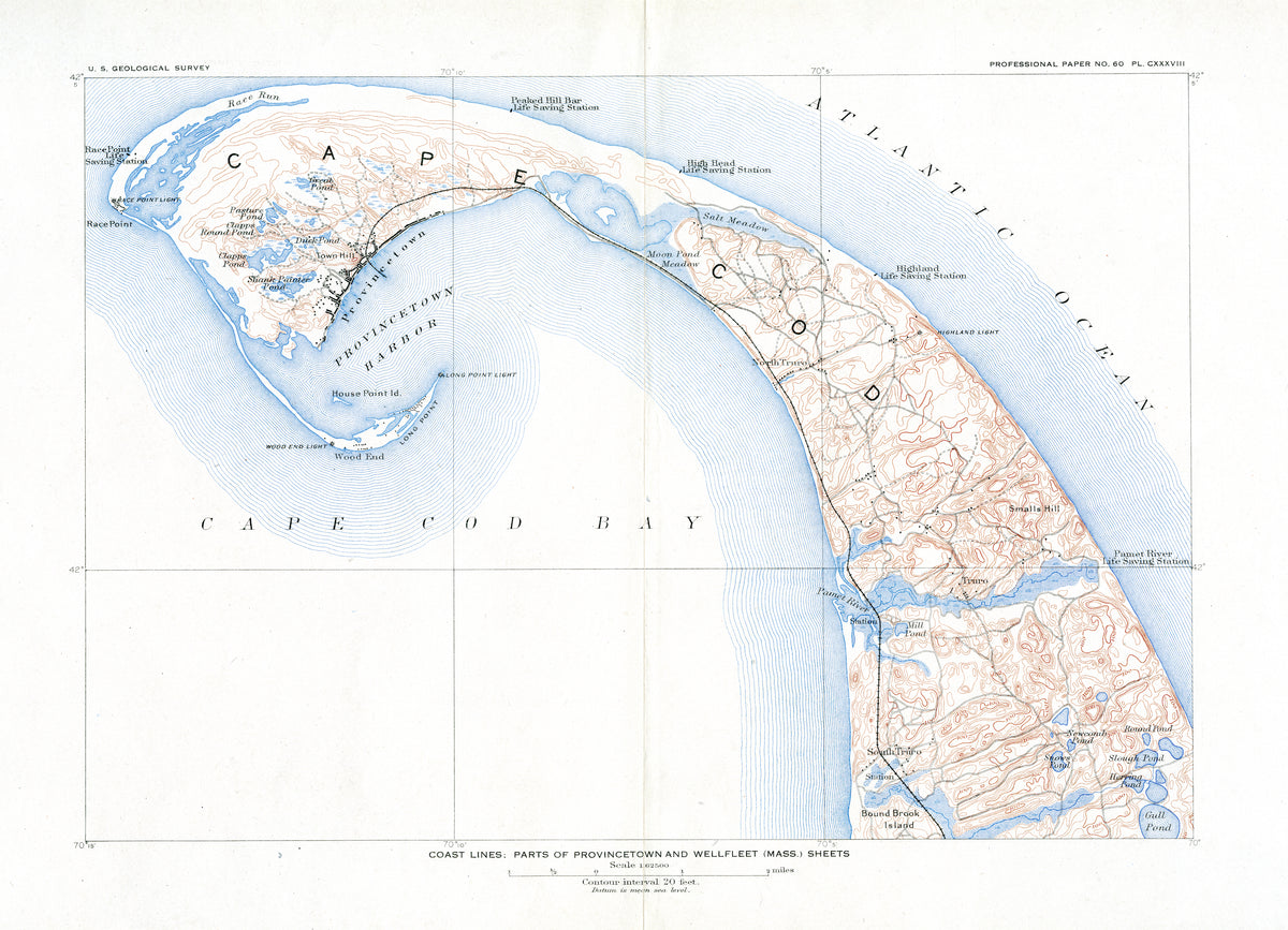 Cape Cod - Outer Cape Map -1908 – HullSpeed Designs