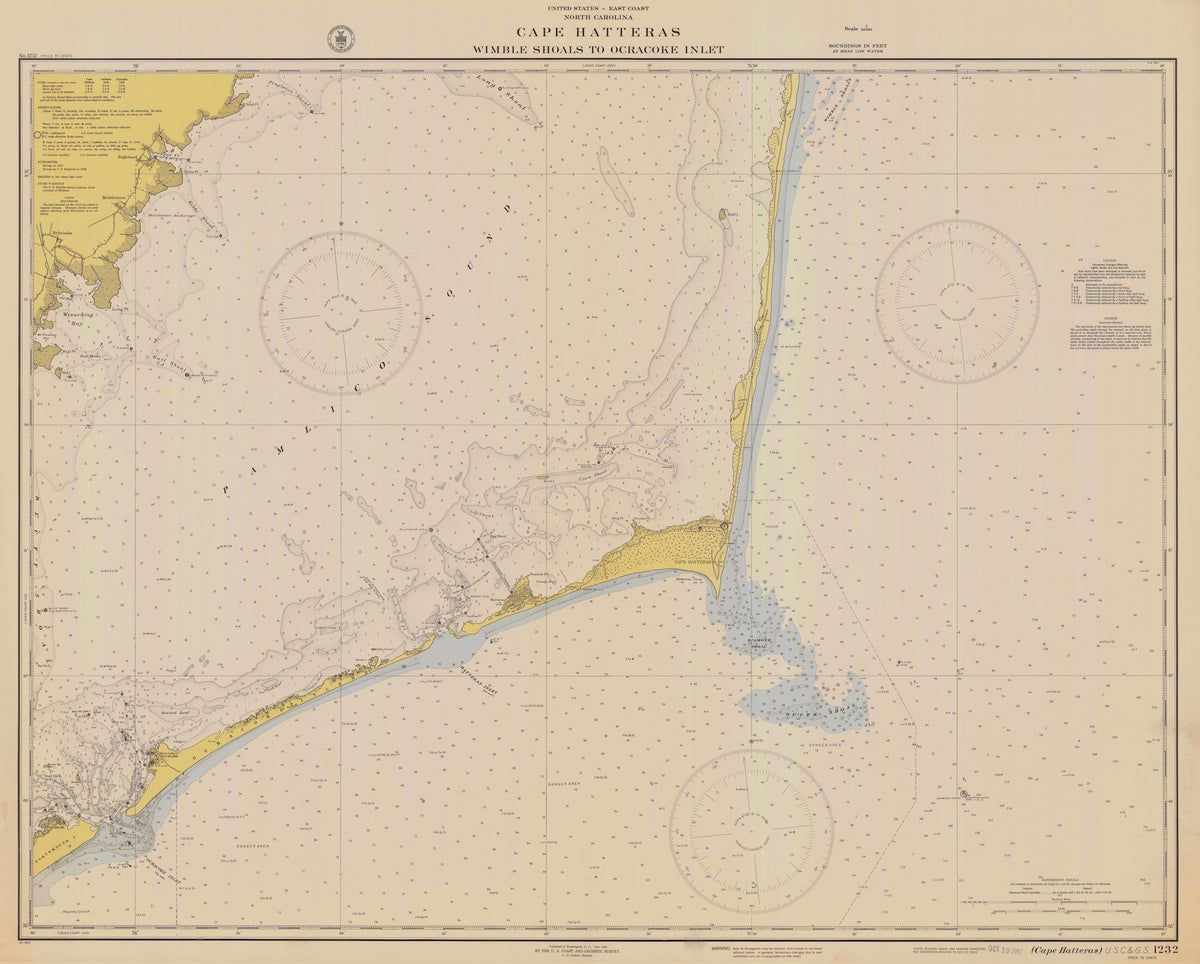 Cape Hatteras - Wimble Shoals to Ocracoke Inlet Map 1942 – HullSpeed ...