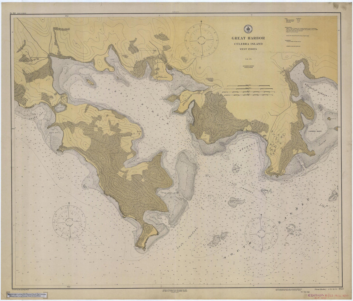 Culebra Island - Great Harbor Map 1929 – HullSpeed Designs