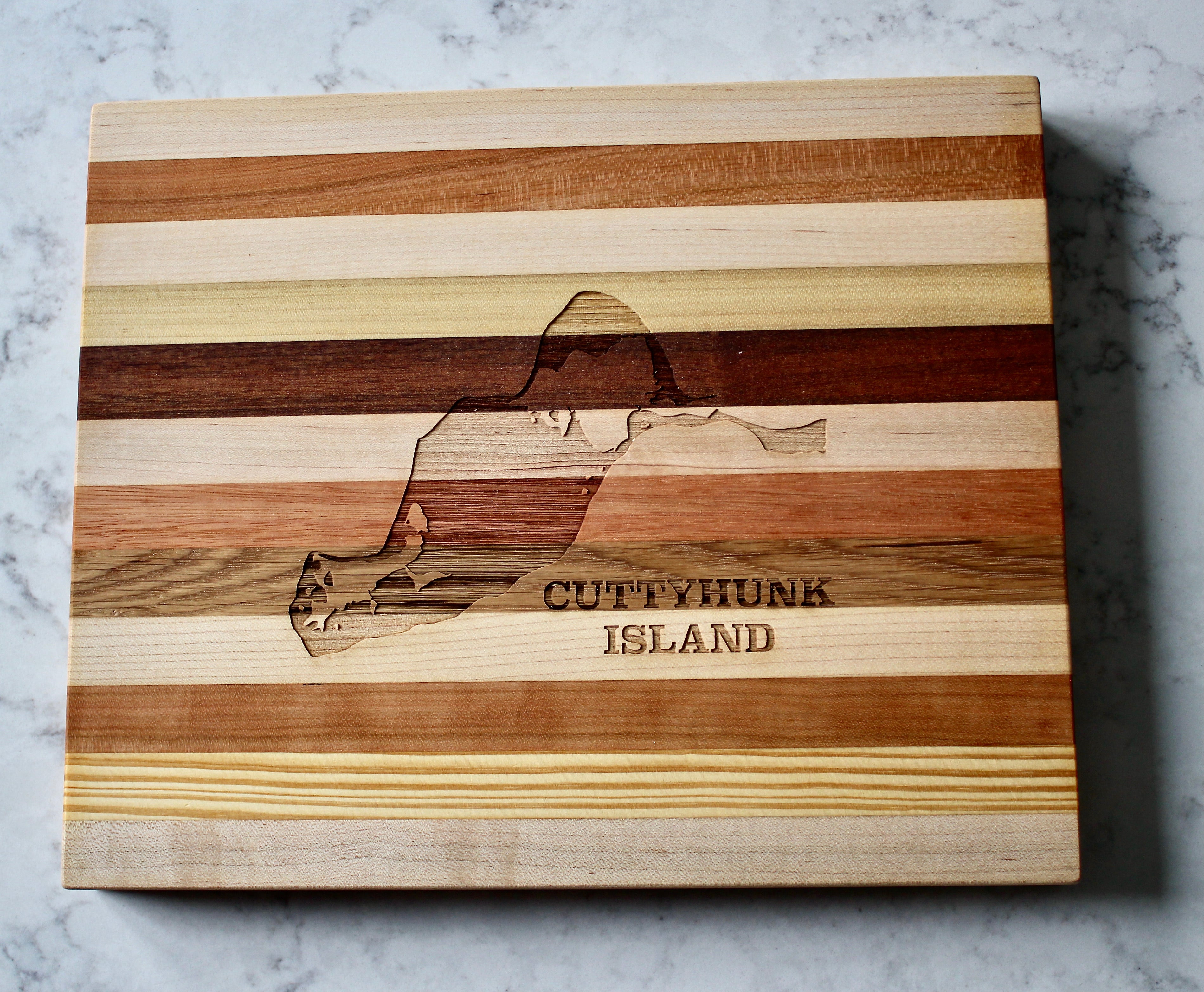 Cuttyhunk Island Map Engraved Wooden Serving Board & Bar Board ...