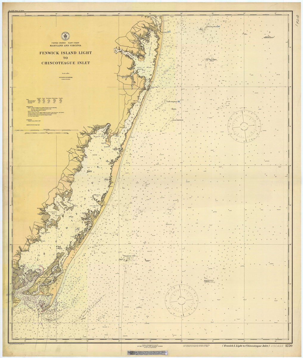 Fenwick Island Light to Chincoteague Inlet Map - 1920 – HullSpeed Designs