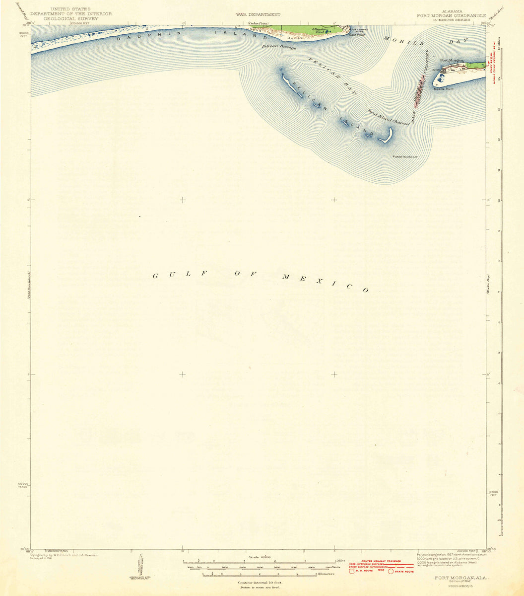 Fort Morgan, Alabama Map 1942 – HullSpeed Designs