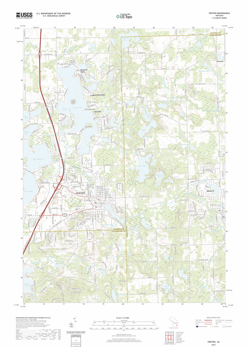 Fenton Michigan Topographic Map - Lake Fenton – HullSpeed Designs