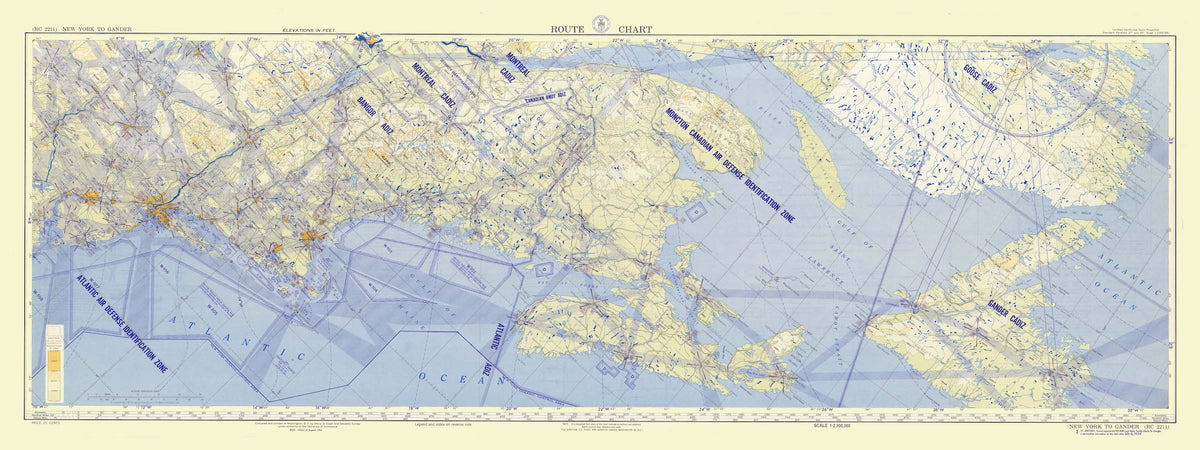 New York to Gander Aeronautical Chart - 1954 – HullSpeed Designs
