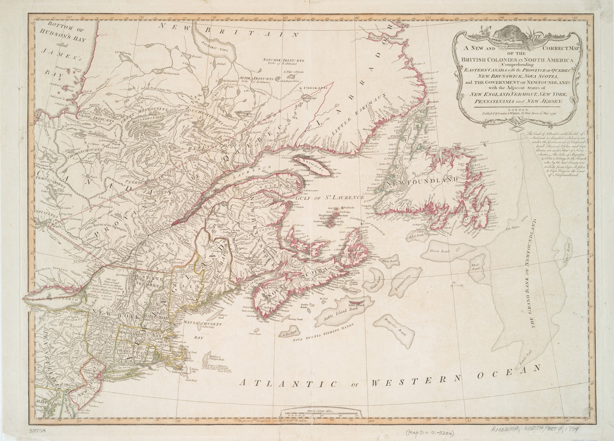 New England - British Colonies Map - 1794 – HullSpeed Designs