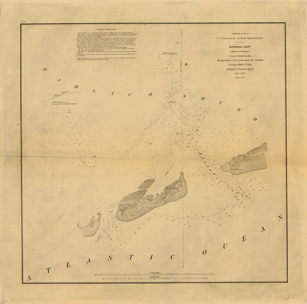 Pamlico Sound - Hatteras Inlet Map - 1849 – HullSpeed Designs