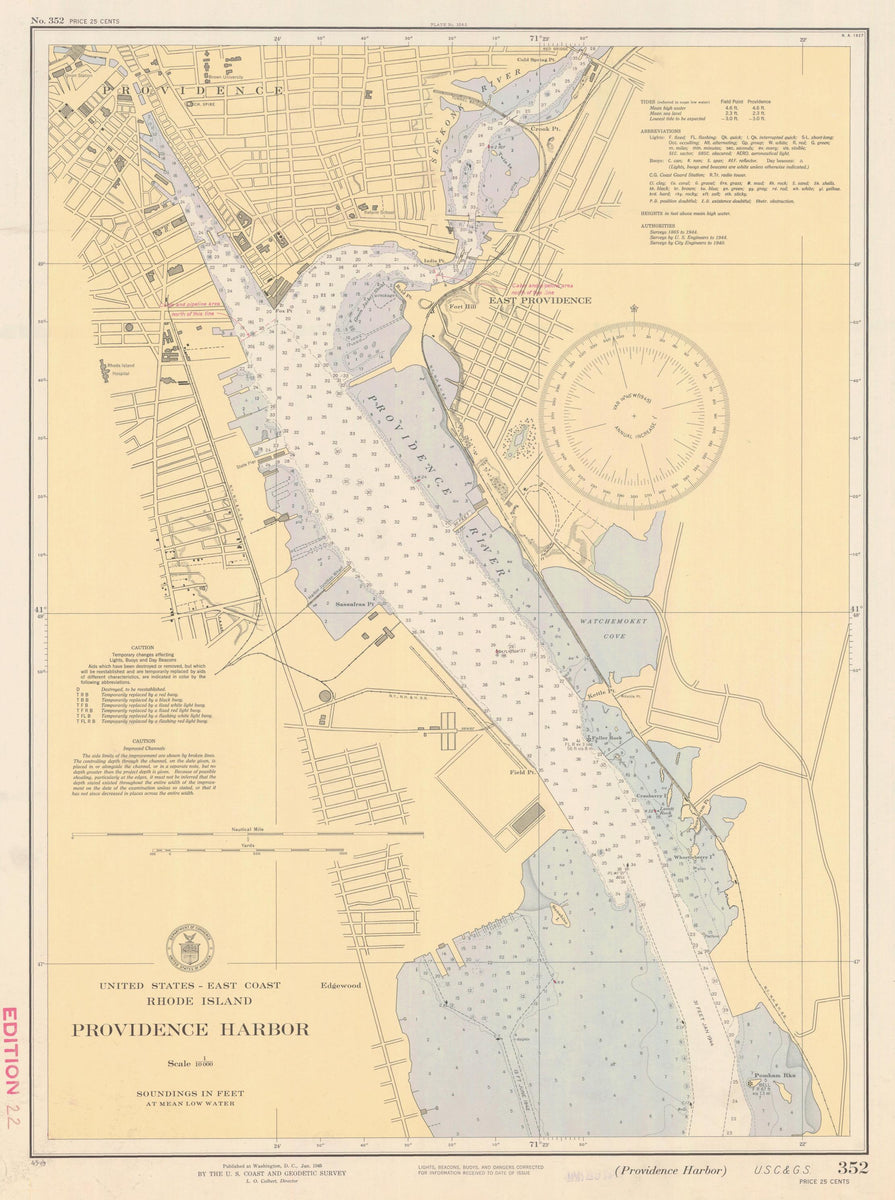 Providence Harbor Map - 1945 – HullSpeed Designs