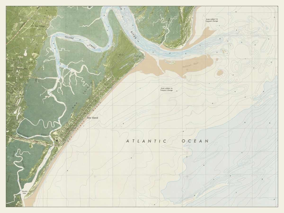 Sea Island Map - 1979 (Landscape Orientation) - Nautical Chart Print ...
