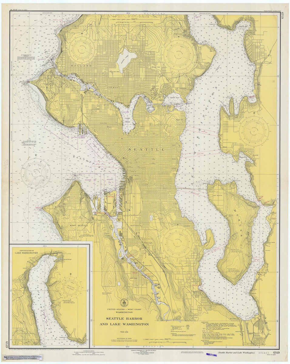 Seattle Harbor and Lake Washington Map 1948 – HullSpeed Designs