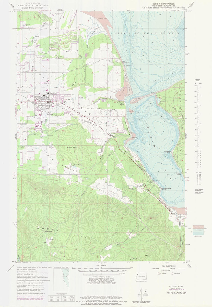 Sequim Washington Topographic Map - 1979 – HullSpeed Designs