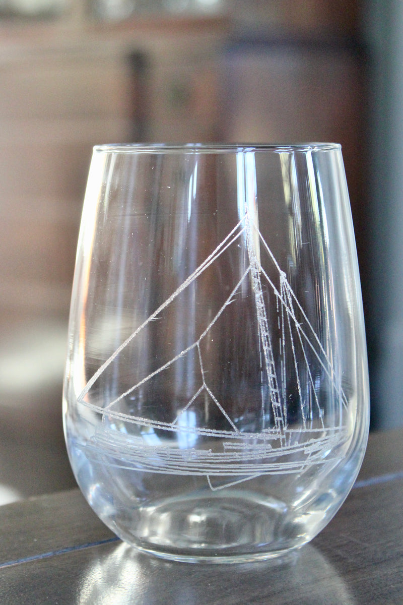Skipjack Sailboat Engraved Glass – HullSpeed Designs