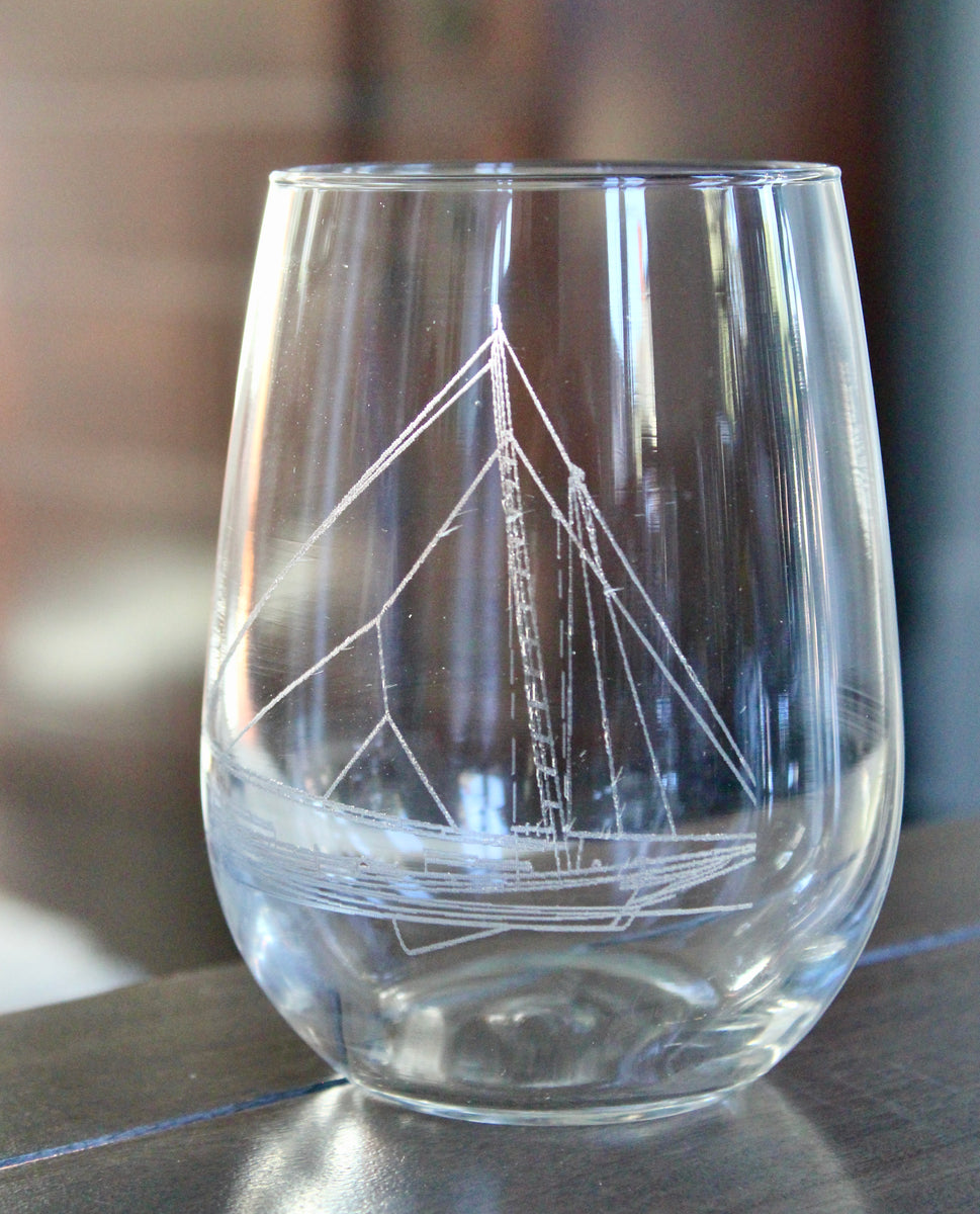 Skipjack Sailboat Engraved Glass – HullSpeed Designs