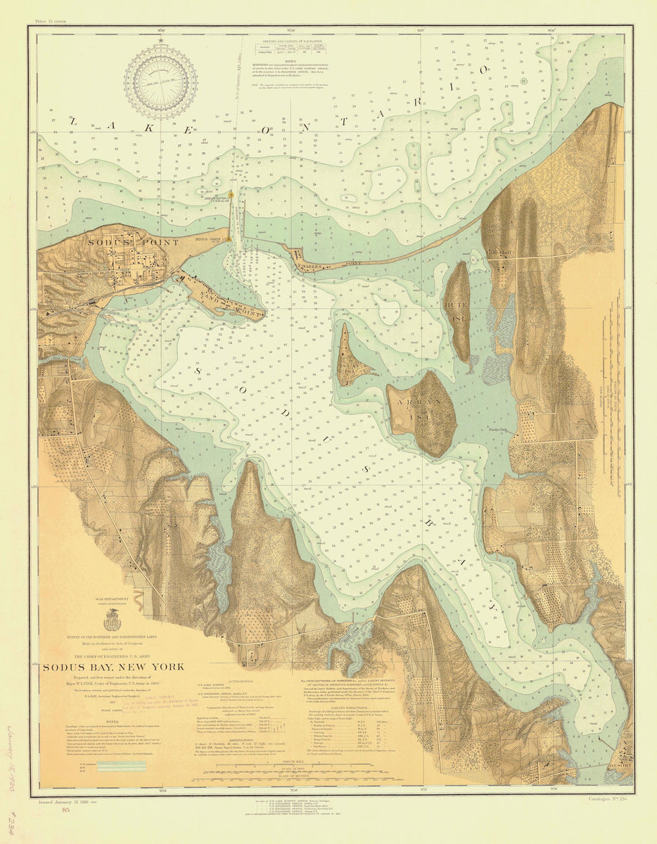 Lake Ontario - Great Sodus Bay Map - 1920 – HullSpeed Designs